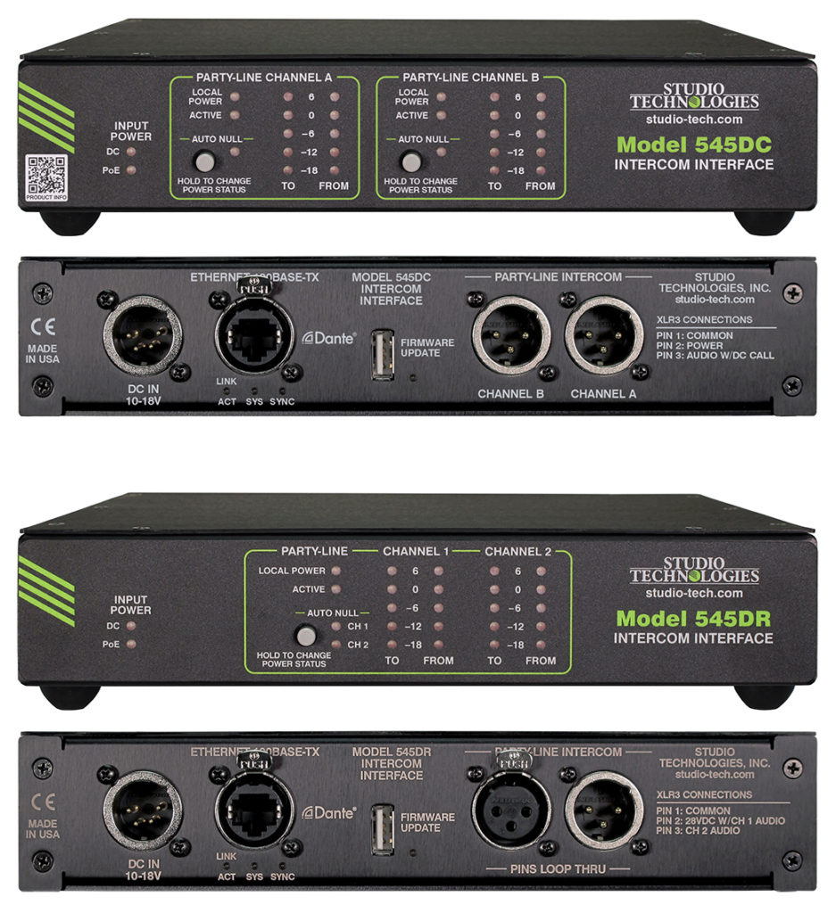 Studio Technologies Announces Enhanced Model 545DC & Model 545DR Intercom Interfaces - Studio ...